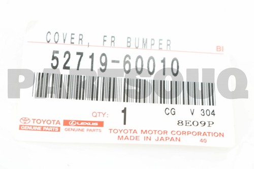 5271960010 Genuine Toyota COVER, FRONT BUMPER MOULDING 52719-60010 | eBay