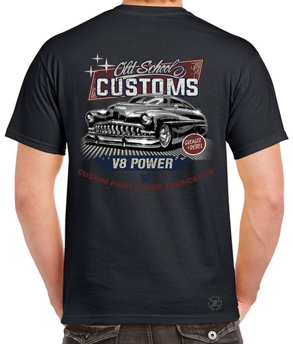 Old School Customs T-SHIRT ~ HOT ROD Garage Tee ~ Greaser Rebel Paint ...