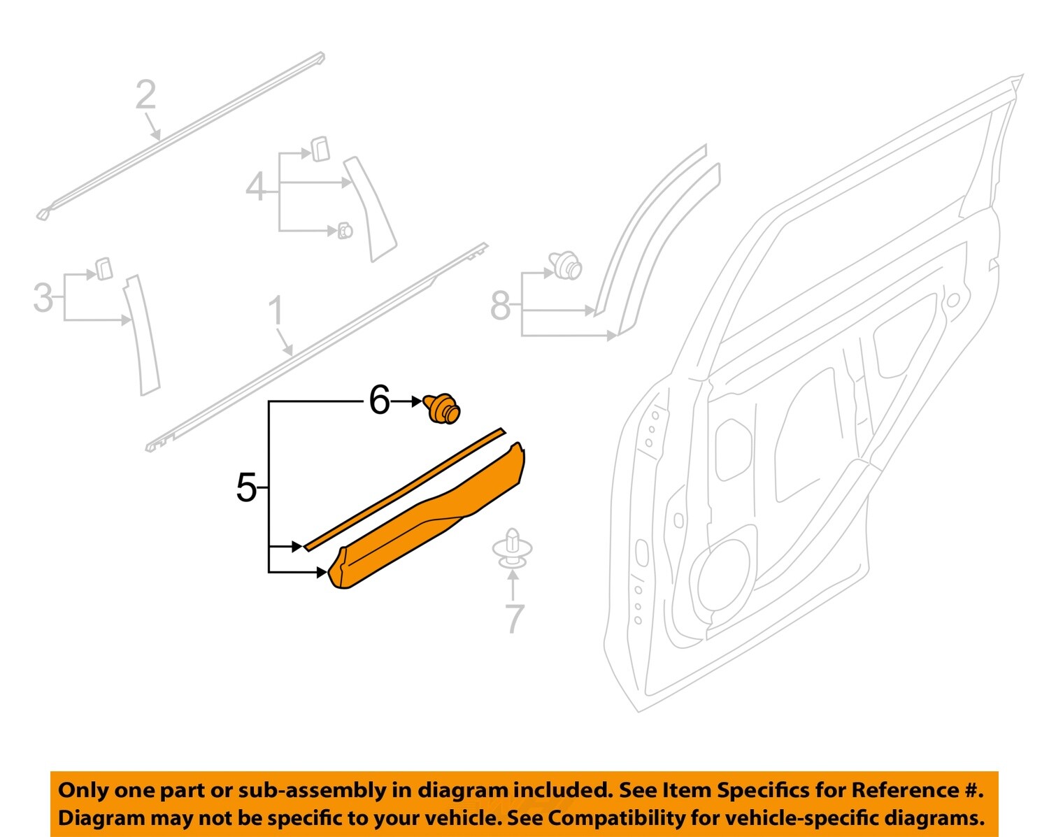SUBARU OEM 19-23 Forester Rear Door Exterior Trim-Lower Molding ...
