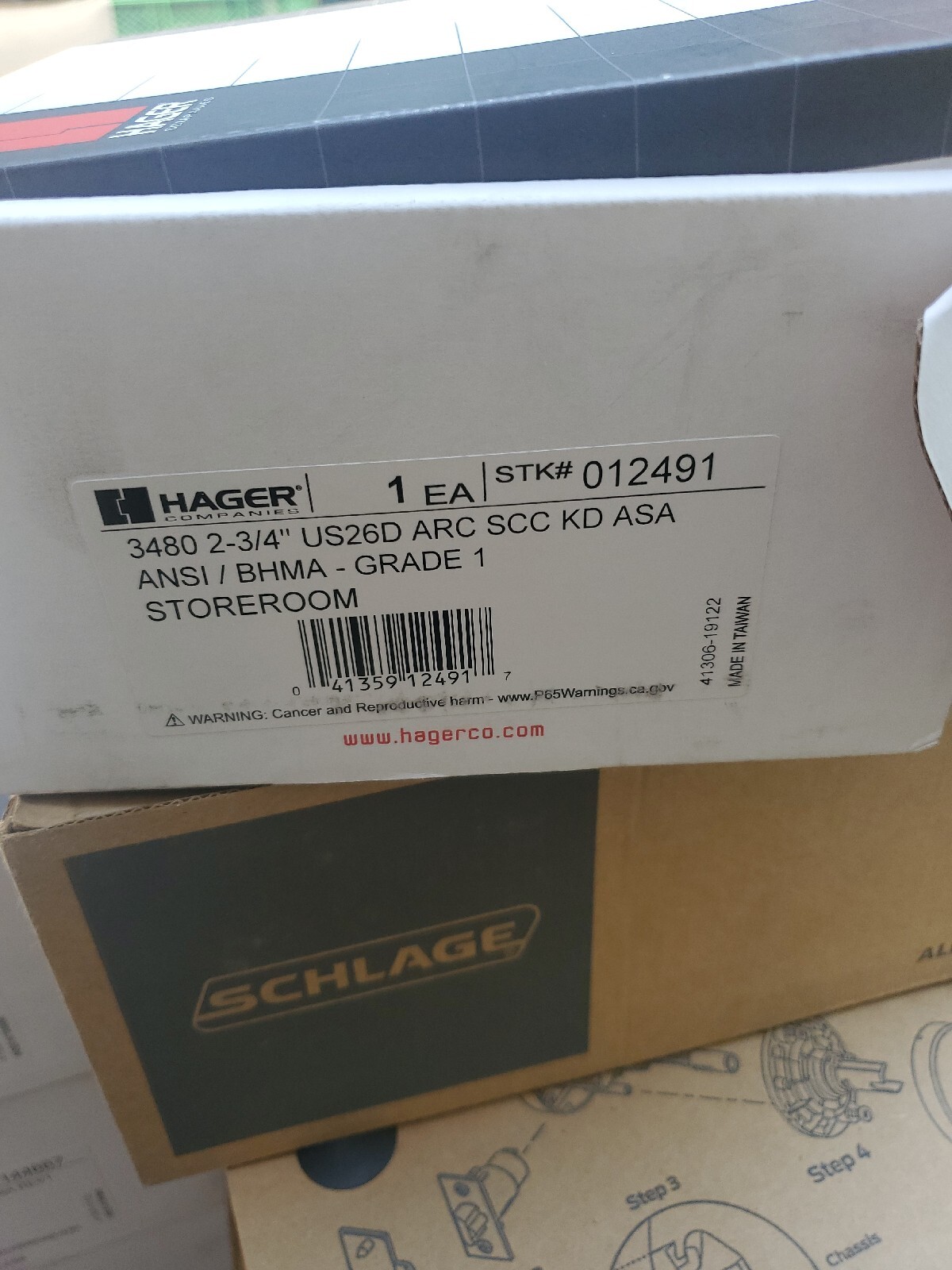 HAGER 3480 Storeroom Cylindrical Lockset Lever 2 3/4" Satin Chrome ...