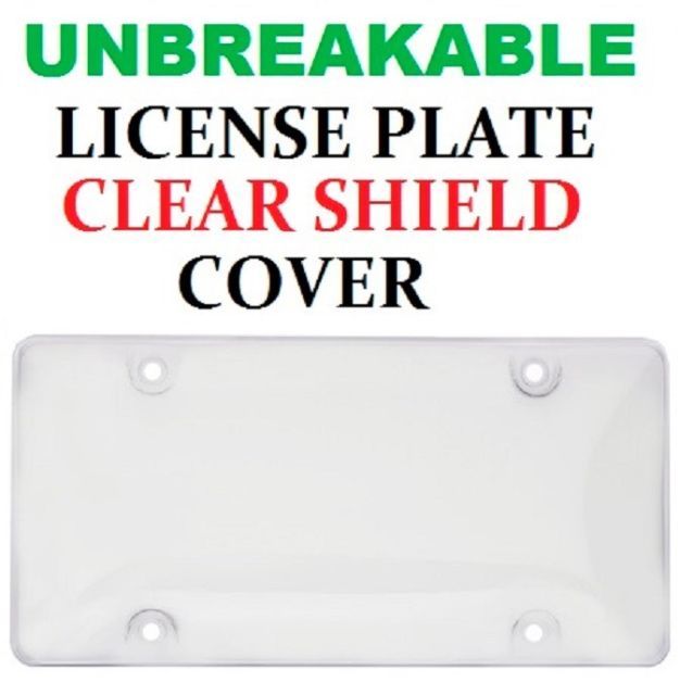 Unbreakable Clear License Plate Tag Shield Cover + Black Frame + 4 ...