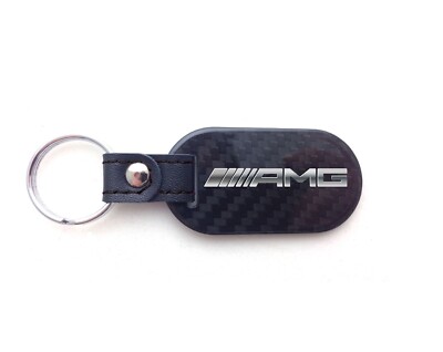 AMG Silver Logo Mercedes Benz Logo Carbon Fiber Key Fob - 2x2 Gloss ...