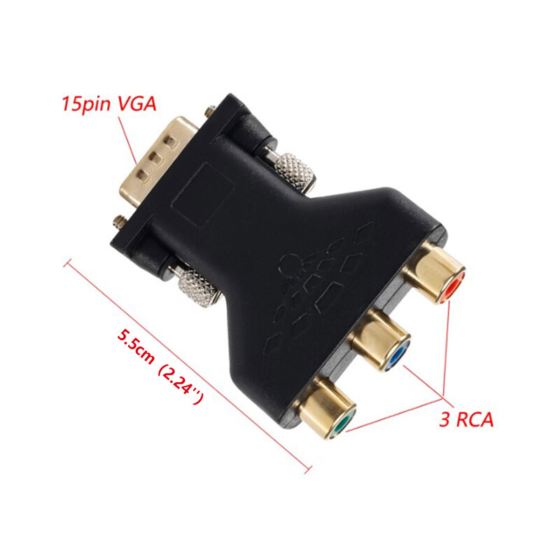 VGA RCA Adapter 3RCA Video Female To HD 15 Pin VGA Converter Component ...