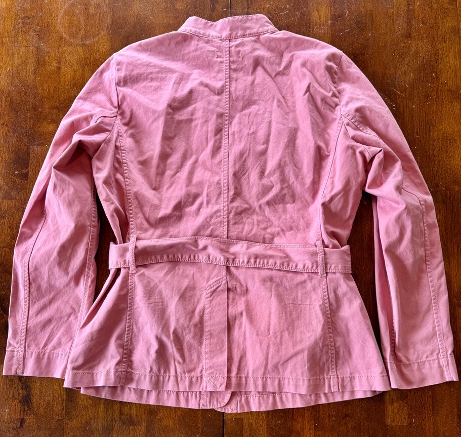 LOFT Pink Utility Jacket - Size Large, 100% Cotton, Snap Front, Belted ...