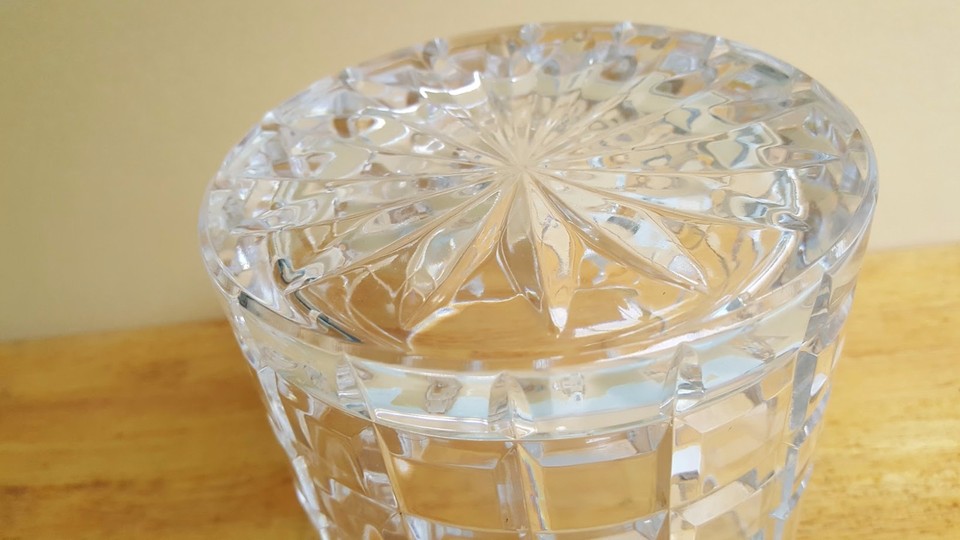 Cut Crystal Ice Bucket Plaid Pattern Vertical & Horizontal Cuts ...