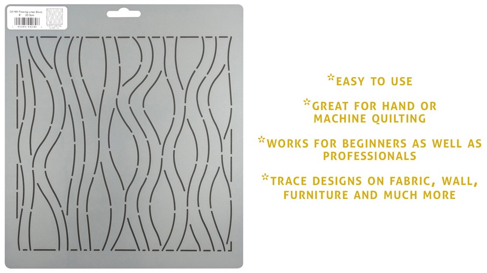 Quilting Stencil Flowing Lines Block Wave Quilt Pattern 8" Wavy Block ...