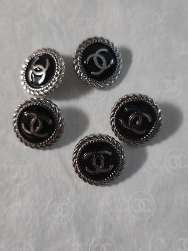 Vintage CC Buttons Metal Black/silver, Stamped, 5pcs, 20mm | eBay