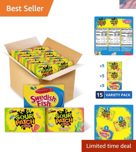 Deliciously Fun SOUR PATCH KIDS & SWEDISH FISH Bulk Candy - 15 Boxes ...