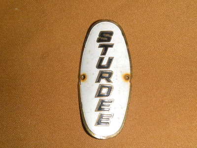 vintage STURDEE white black bicycle head badge bike head badge ornament ...