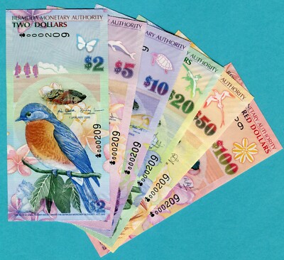 Bermuda 2, 5, 10, 20, 50, 100 Dollars ND(2009) P57 - P62 UNC - Matching ...