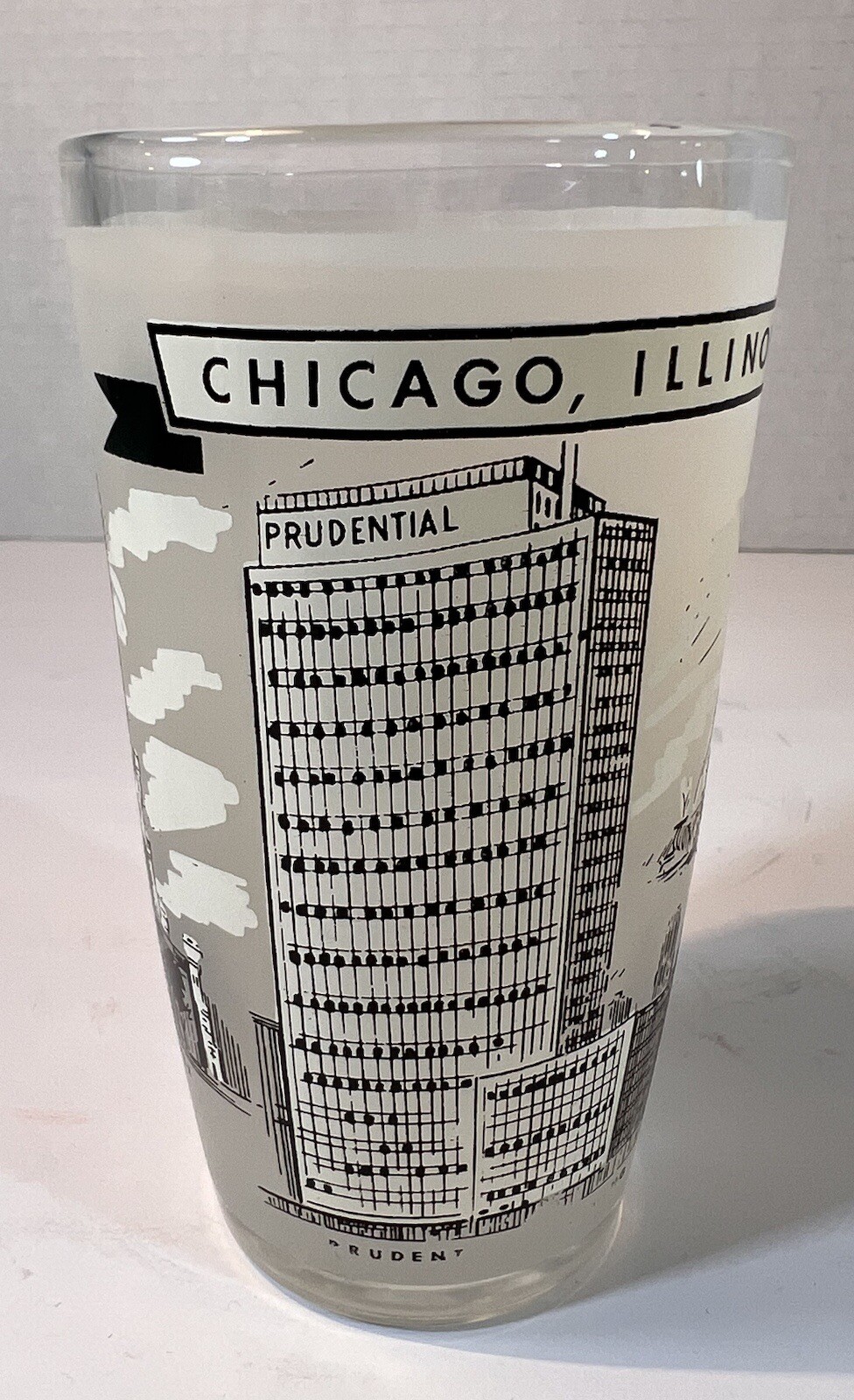 Vtg Hazel Atlas Chicago Illinois Prudential Bldg Souvenir Frosted Glass ...