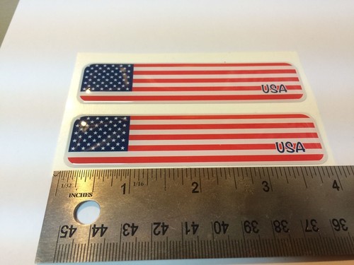 USA America Flag Domed Decal Emblem Car Flexible Sticker 4"x1" Set of 2 | eBay