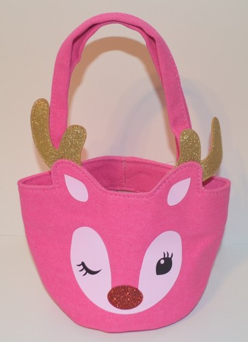 BATH BODY WORKS PINK REINDEER SMALL TOTE CANVAS BAG PURSE SILVER ...