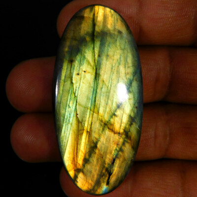 Natural Incredible Green LABRADORITE Oval Cabochon 85.00Cts. Loose ...