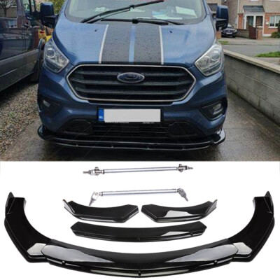 Front Bumper Lip Splitter Spoiler + Strut Rods For Ford Transit Connect ...