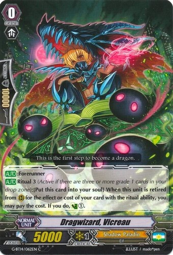 Bushiroad Cardfight Vanguard Dragwizard, Vicreau G-BT14/062EN C Shadow ...