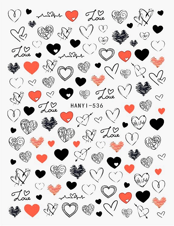 Heart Nail Stickers Love Bear Rose Keys Gift Valentine Day Nail Decals ...