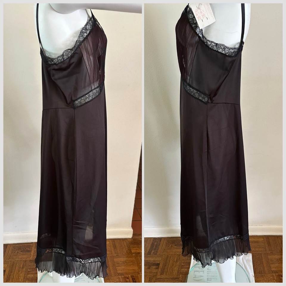 NWT 1950s Vanity Fair Sheer Nylon Black Slip Dress Lace Pleated Hem Negligee VTG | eBay