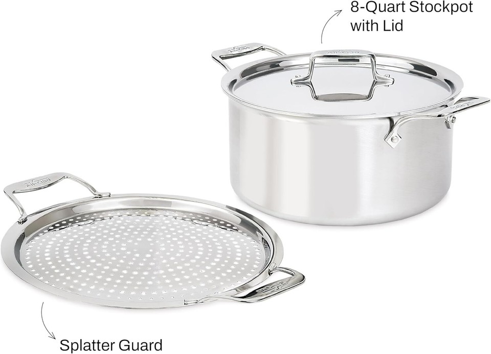 New All-Clad D5 Brushed 5-Ply 8-qt Stock Pot with lid and All-clad ...