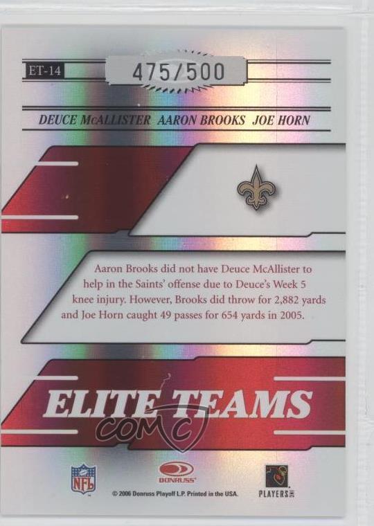2006 Donruss Elite - Elite Teams Red #ET-14 Deuce McAllister, Aaron ...