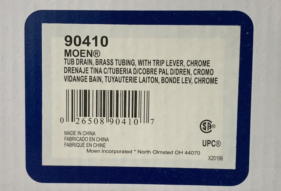 Moen 90410 Brass & Chrome Bath Overflow & Waste Assembly | eBay
