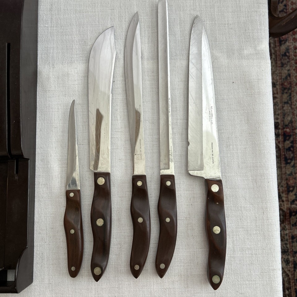Vintage Cutco 5 Knife Set, #21, 22,23,24 & 25 in Wall Mount Plastic ...
