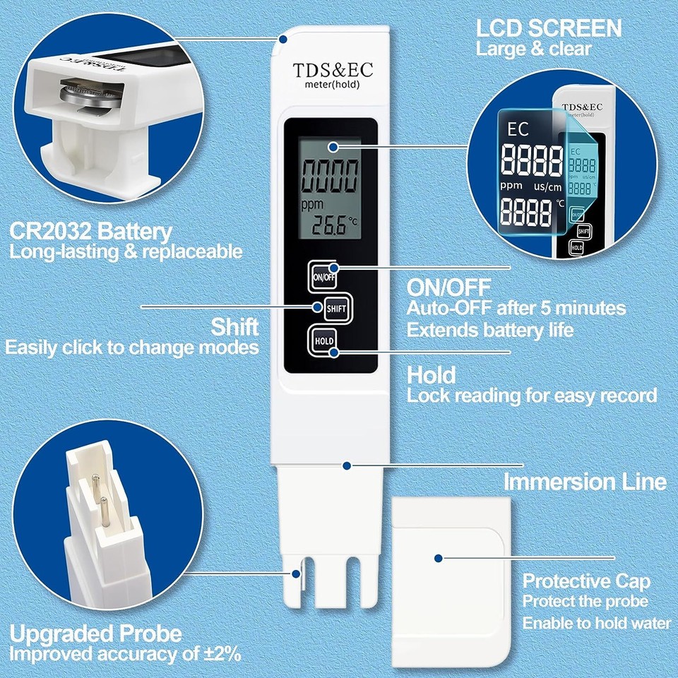 TDS Meter Digital Water Quality Tester Testing Kits for Drinking Water ...