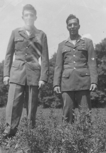 1940s Men Military Uniforms Standing Outdoors Field Confident Pose | eBay