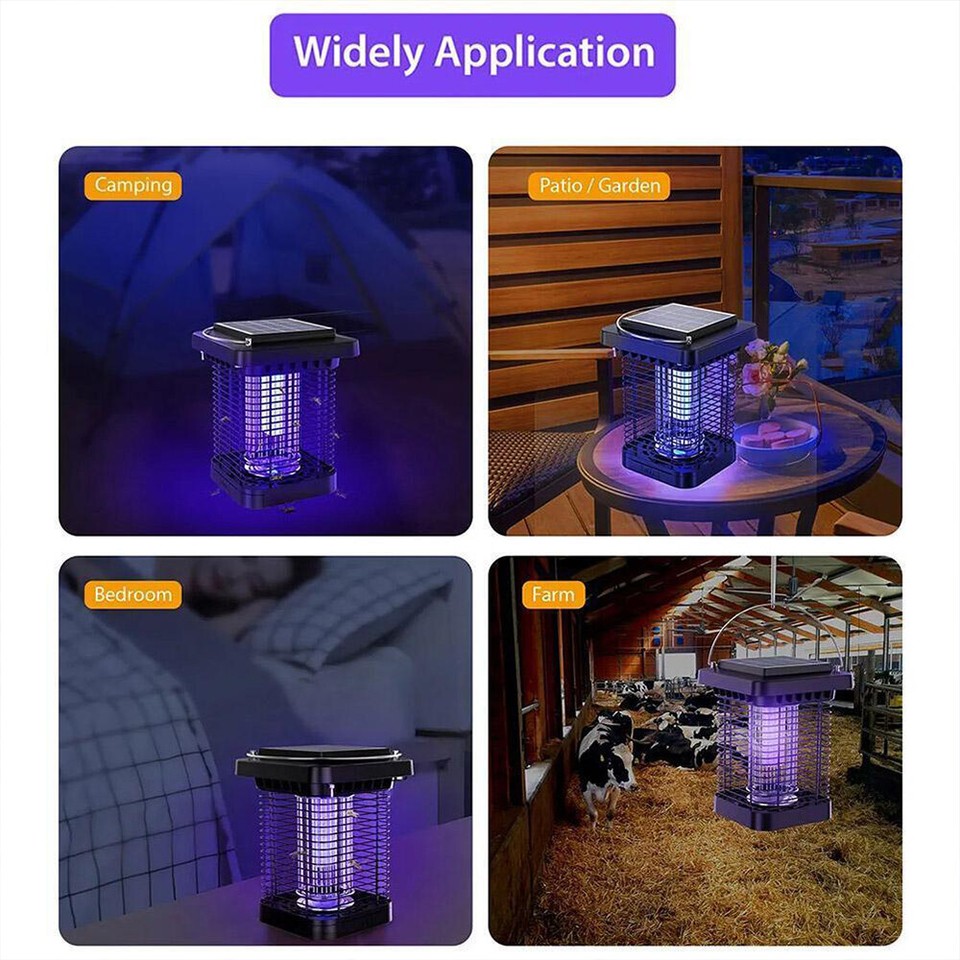 Solar Electric Mosquito Insect Killer LED Light Fly Bug Zapper Pest ...