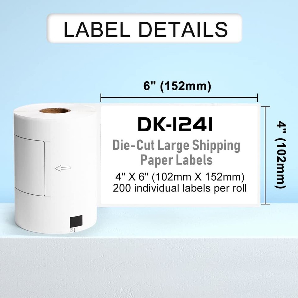 4X6 Large Paper Shipping Labels DK-1241 for Brother QL-1100 QL-1060N ...