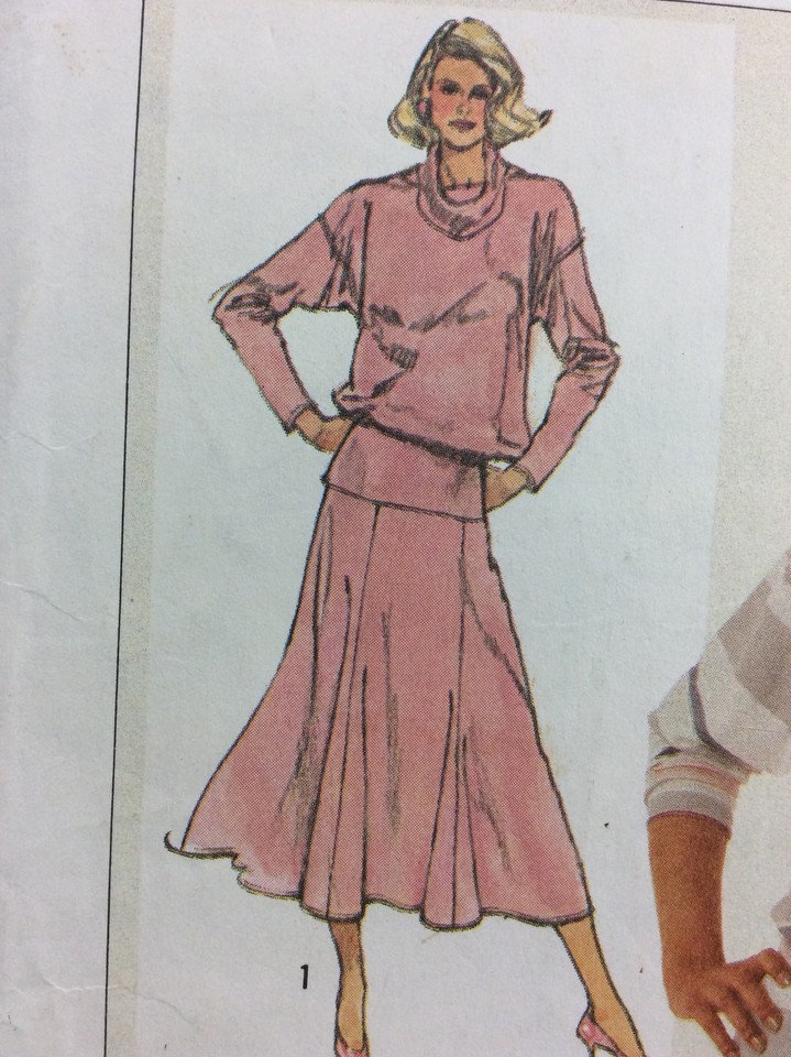 1985 Simplicity 7087 Vintage Sewing Pattern Women Two piece Dress Size ...