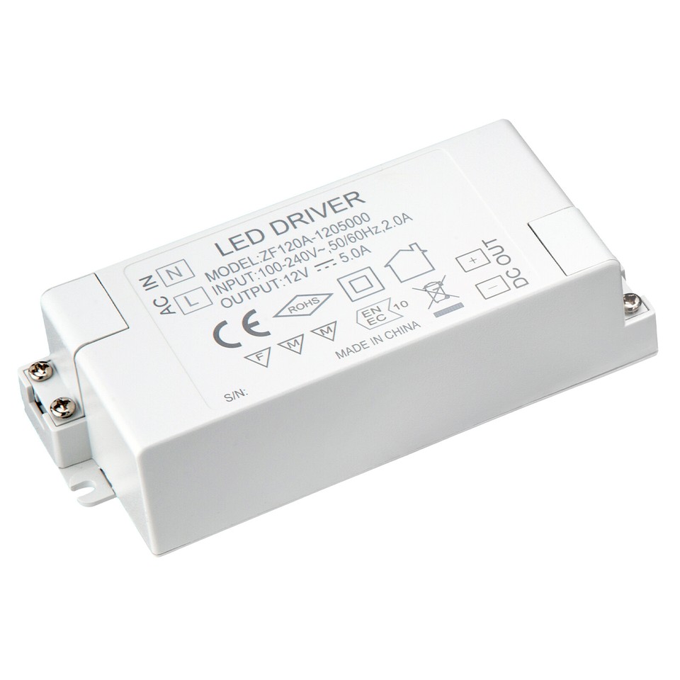 LED Driver AC 120V/240V To DC 12V 24W Transformer Power Adapter Home ...