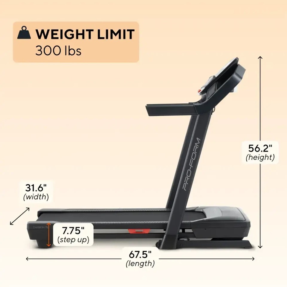 ProForm PFTL59724 Carbon TL Electric Treadmill 10% Incline 10 MPH in ...