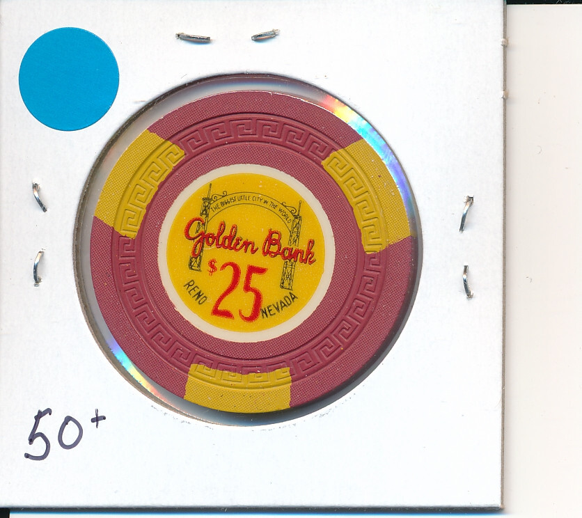 $25 CASINO CHIP -GOLDEN BANK CLUB RENO NV SM-KEY #5094 OBS CLOSED 1955 ...