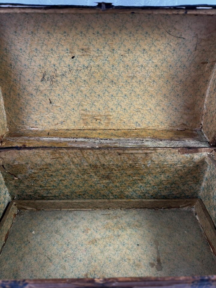 Antique Doll Trunk With Tray 1892 Doll Trunk 16 IN Wood Paper ...