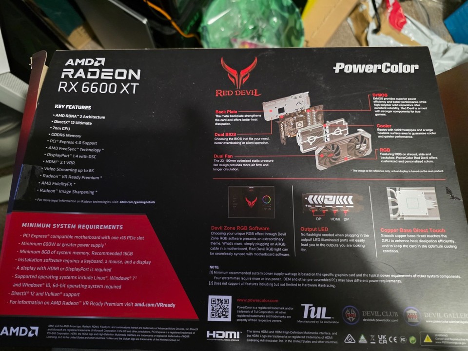 PowerColor Red Devil AMD Radeon RX 6600 XT 8GB GDDR6 Premium GPU Boxed ...