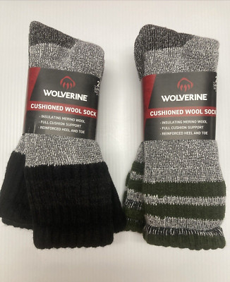 Wolverine Merino Wool Full Cushion Work Boot Sock, L (men's shoe 9-12 ...