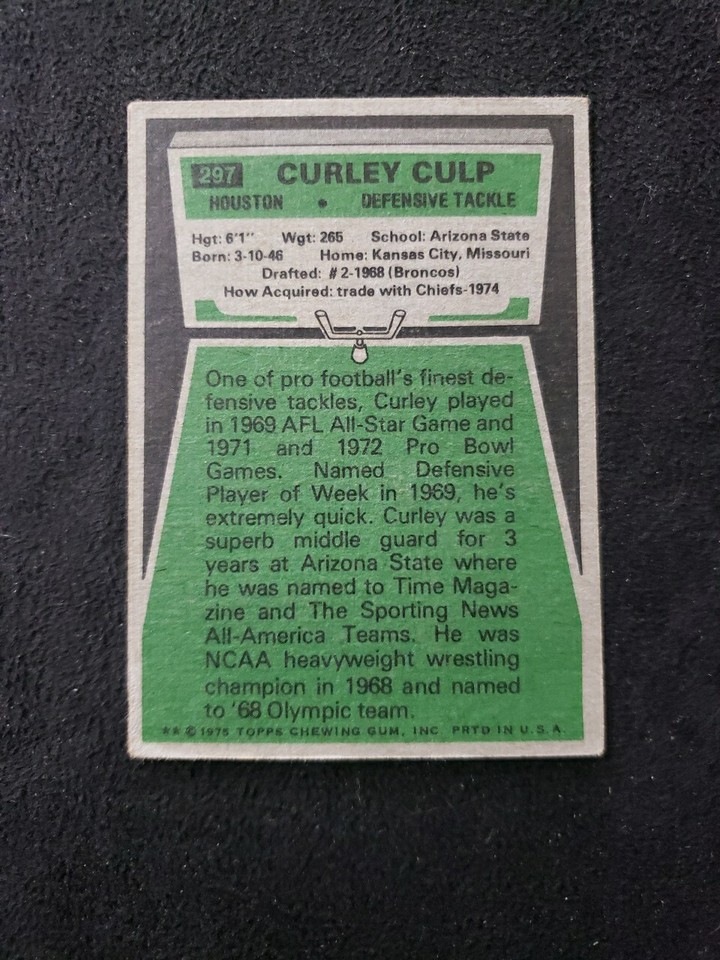 🏈1975 Topps #297 Curley Culp🏈VG🏈 | eBay