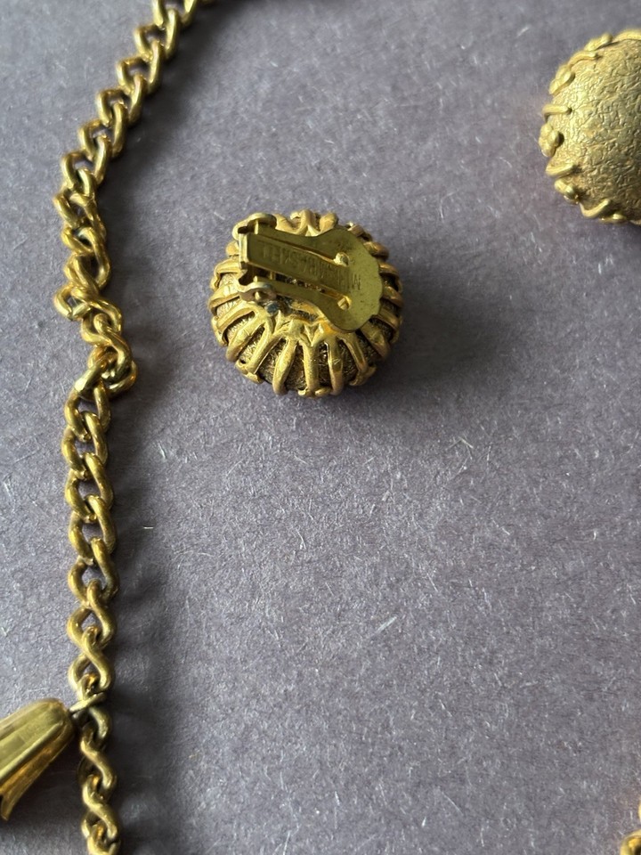 Vintage Signed Miriam Haskell Necklace Earrings Set Early | eBay