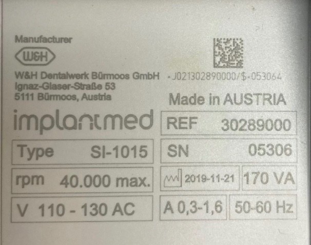 W&H ImplantMED SI-1015 Surgical & Implant System with Osstell ISQ meter ...