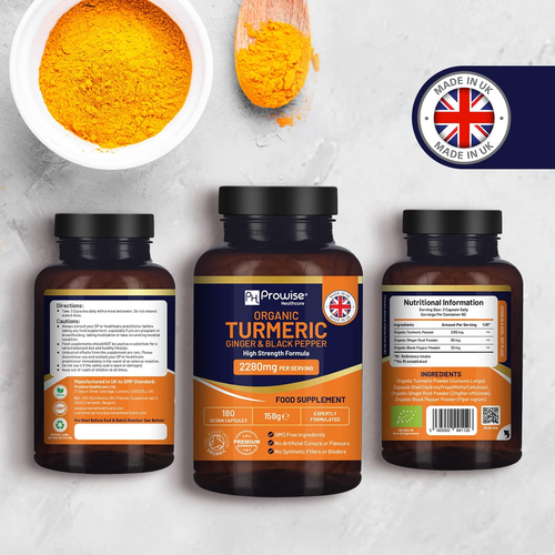 Turmeric 2280Mg (High Strength) with Black Pepper & Ginger - 180 Vegan ...