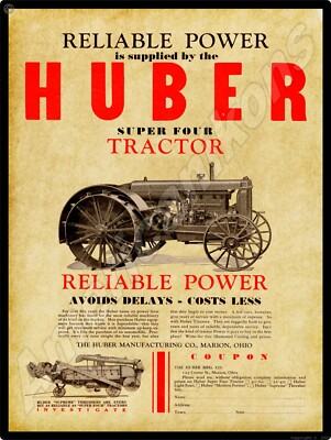 Huber Super Four Tractor NEW Metal Sign - 24"x30" USA STEEL XL Size 7 ...