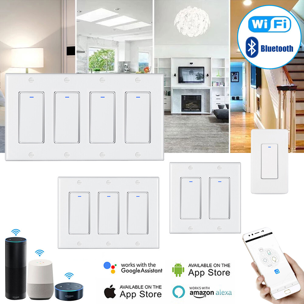 Glass Touch Light Switch TUYA WIFI+RF Wall Light Switch - 1/2/3/4 Gang ...