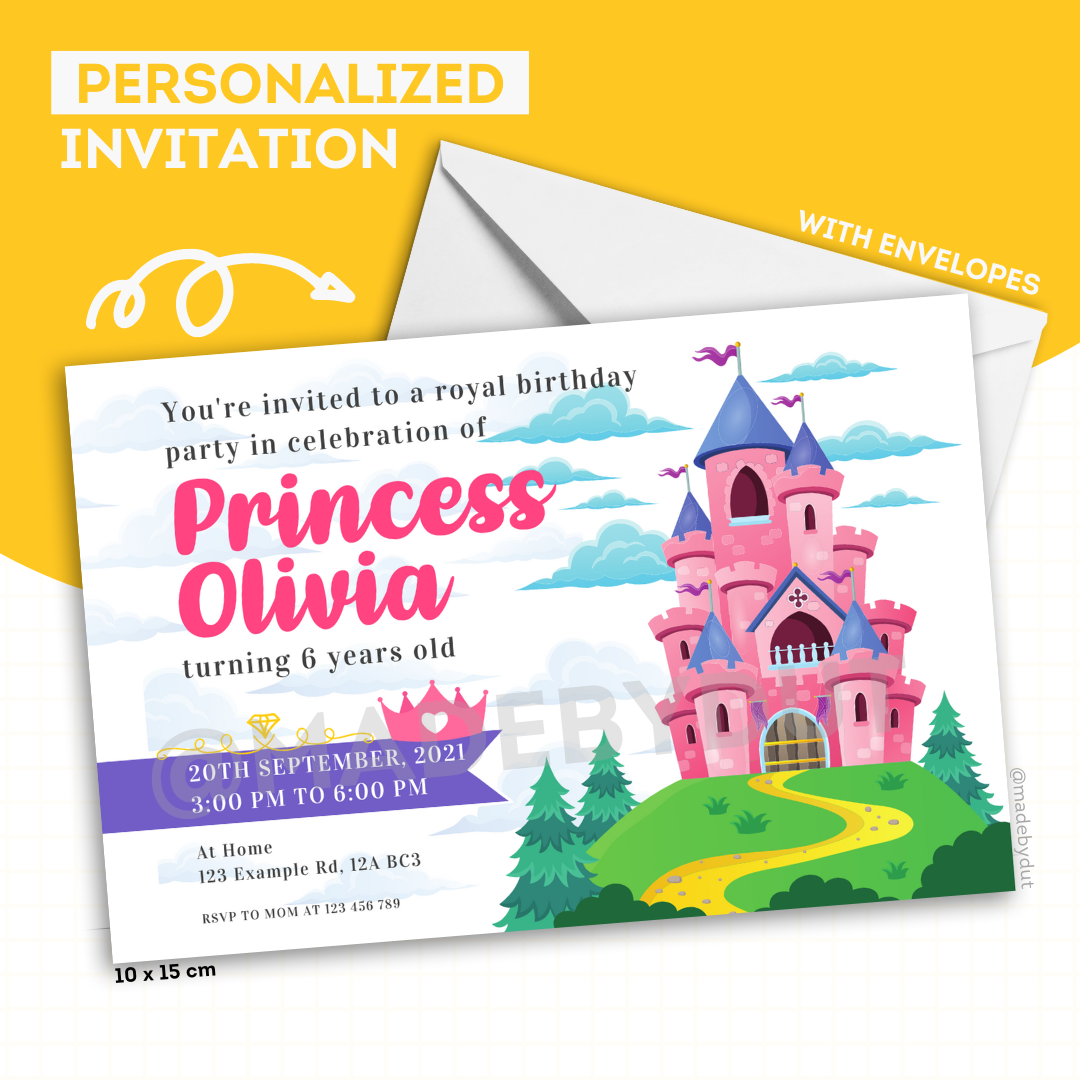10 Year Old Princess Birthday Announcements