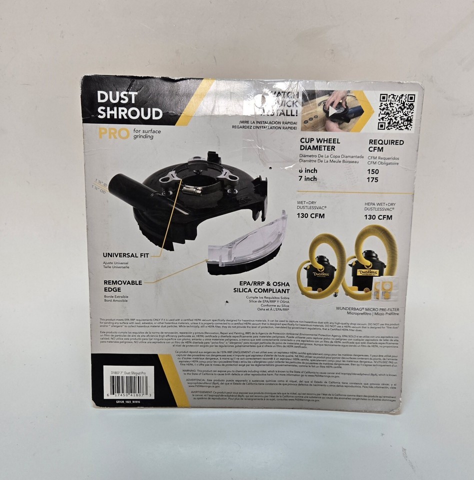 Universal Dust Grinding Shroud Pro 7-9 " Cup Wheel Dustless ...