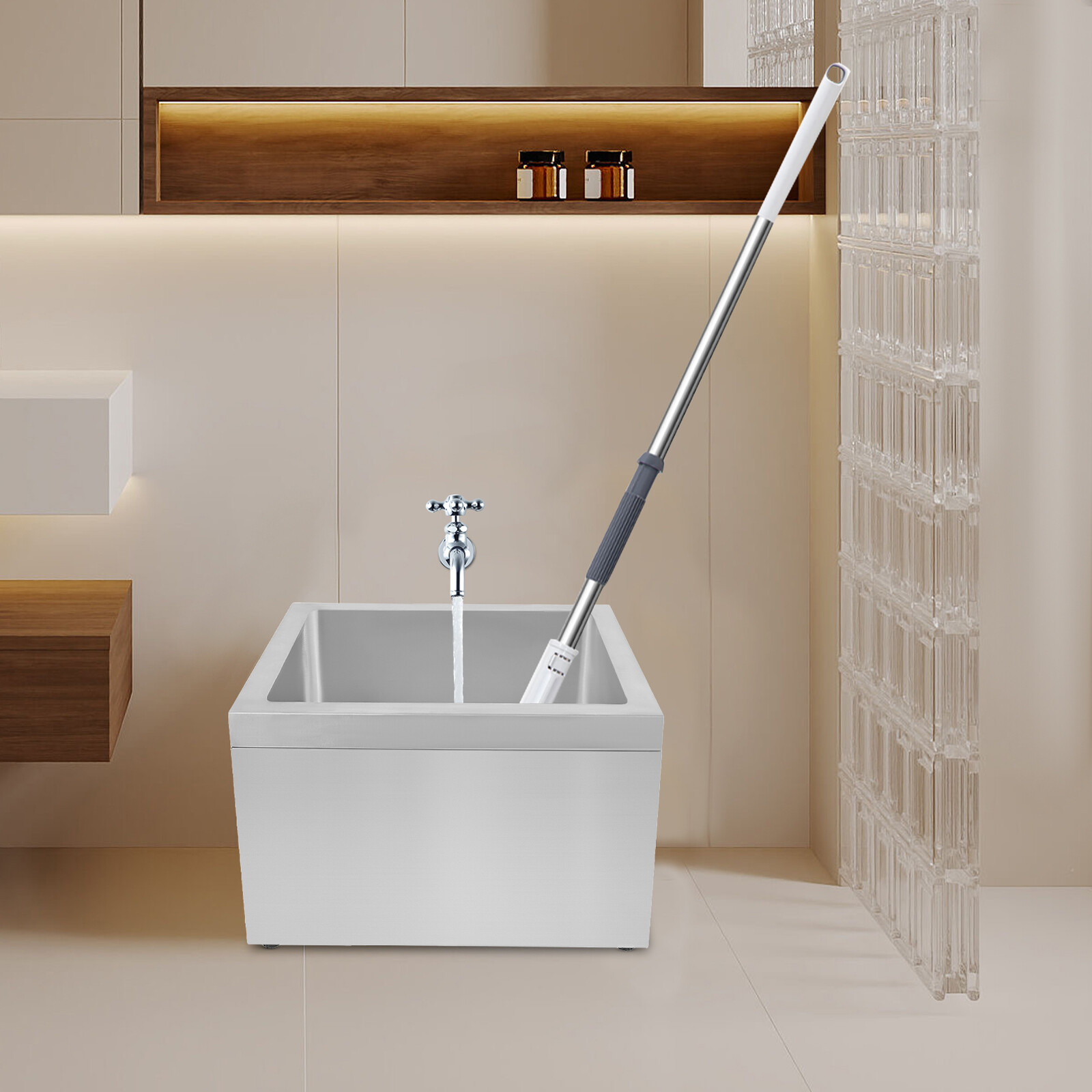 Commercial Sink Stainless Steel Floor Mount Kitchen Mop Service Sink 22 ...
