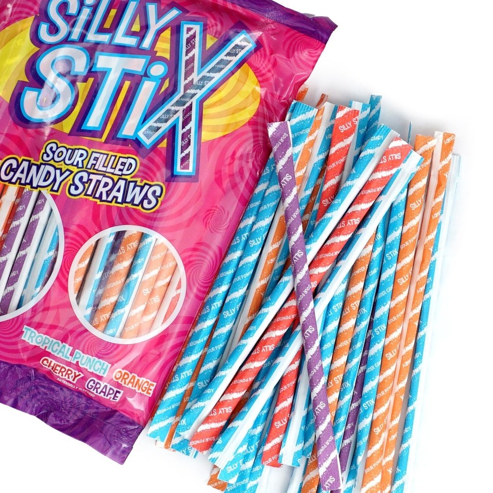 120+ PIXY SILLY STIX CANDY - SWEET & SOUR SUGAR FILLED STRAWS, ASSORTED ...