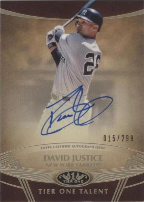 2019 Topps Tier One - Tier One Talent Autographs David Justice #TTA-DJU ...