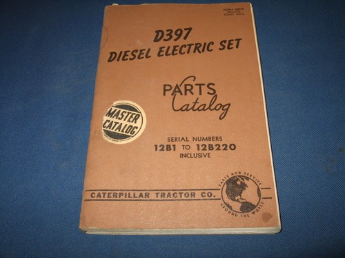 Cat Caterpillar D397 Diesel Électrique Set Pièces Manuel Livre S/N 12B1-220 | eBay