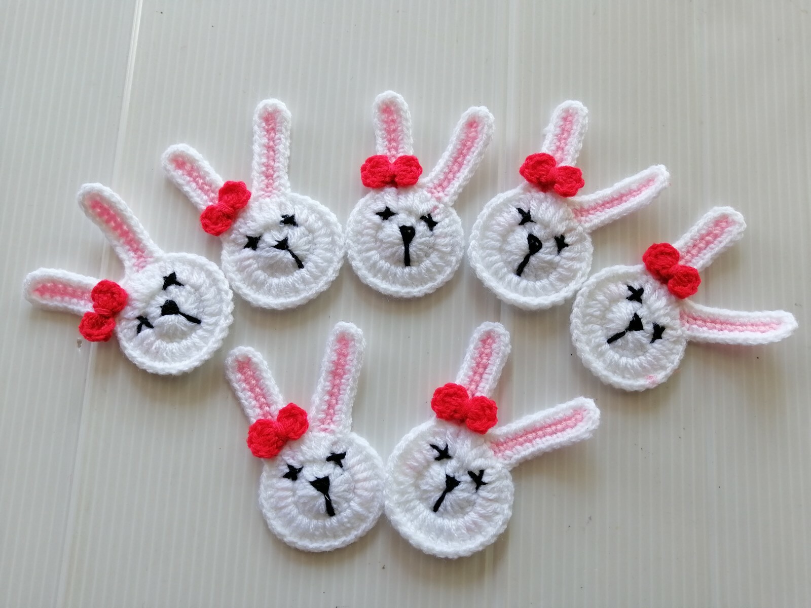 10 pcs handmade crochet rabbit face for decoration. Diameter approx. 1. ...